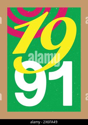 Year 1991 poster design, born in 1991, 1991 flyer poster design, room ...