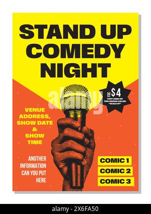 Stand up comedy show poster set. Open mic night funny event flyer or ...