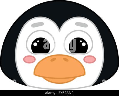 Vector emoticon illustration cartoon of a penguin's head with an angry ...