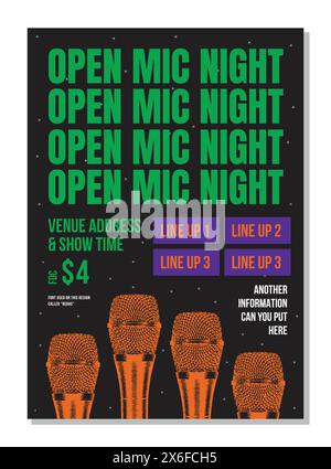 Stand up comedy show poster set. Open mic night flyer or placard ...
