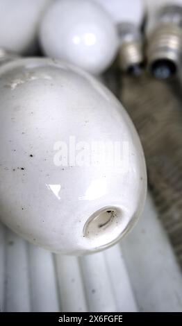 Detail of old damaged and discarded light bulbs, recycling Stock Photo ...