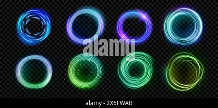 Set of halo neon light effects isolated on transparent background ...