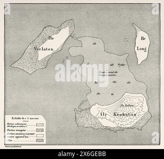Old Map of Sunda Strait, Indonesia. Krakatau and the Sunda Strait 1884 ...