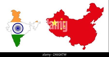 China in national flag colors. Map illustration of Asian country Stock ...