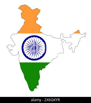 Map of the India in the colors of the flag with administrative ...