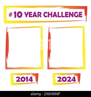 10 Year Challenge frames. Vector before and after comparison. Red ...