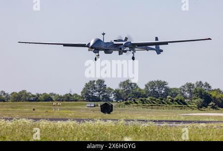 Jagel, Germany. 15th May, 2024. A German Heron TP drone from the ...
