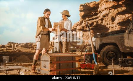 Archaeological Digging Site: Two Great Archeologists Work on Excavation ...