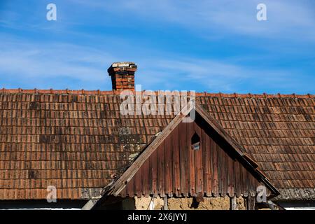 Seamless roof texture of flat red shingles with embedded line patterns ...