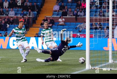 Celtic's Adam Idah scores their side's second goal of the game past ...