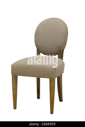 cut out fabric armchair soft cushion with wood leg isolated on white ...