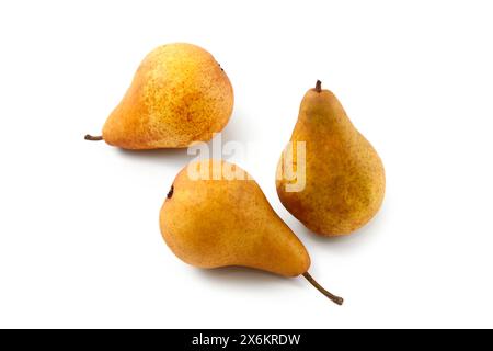 Three ripe juicy pear fruits with soft shadow isolated on white ...