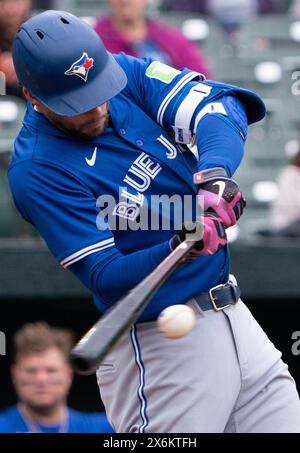 Toronto Blue Jays' George Springer (4) drops his bat after hitting a ...