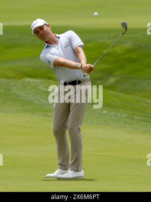 Ben Griffin chips to the green on the fifth hole during a practice ...