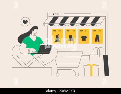 Webrooming abstract concept vector illustration. Check product online ...