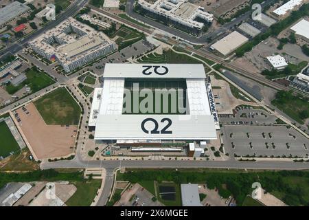 A general overall aerial view of Q2 Stadium, Wednesday, May 8, 2024, in ...