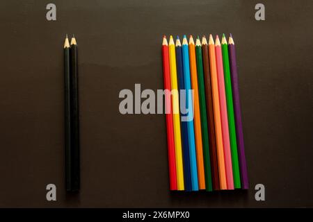 Racism Concept, A Group Of Colored Pencils Separated From Black Pencils ...