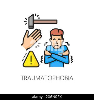 Human traumatophobia phobia icon, mental health. Fear of having injury ...