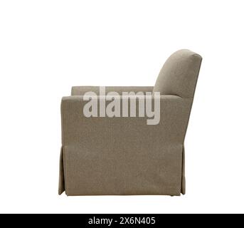cut out fabric armchair soft cushion with wood leg isolated on white ...
