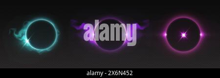 Set of halo neon light effects isolated on transparent background ...