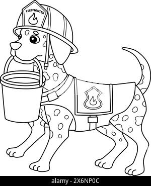 Firefighter Dog Isolated Coloring Page for Kids Stock Vector Image ...