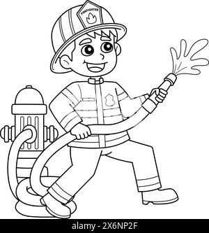Firefighter Fire Hydrant Coloring Page for Kids Stock Vector Image ...