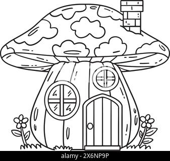 Mushroom House Isolated Coloring Page for Kids Stock Vector Image & Art ...