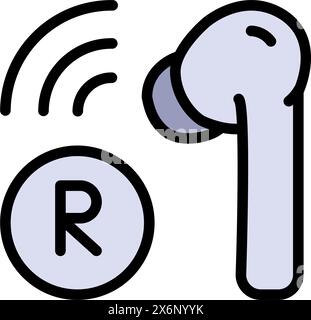 Wireless right earbud color icon. Vector flat sign for web design ...
