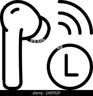 Wireless left earbuds outline icon. Vector line sign for web design ...