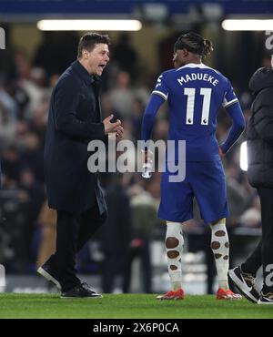 Mauricio Pochettino Manager of Chelsea & Noni Madueke of Chelsea ...