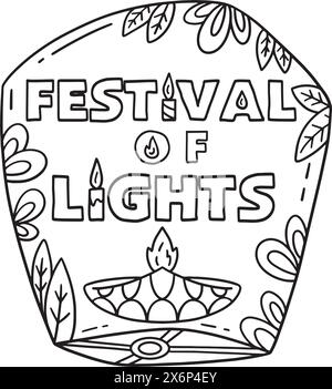 Diwali Festival of Lights Coloring Page for Kids Stock Vector Image ...