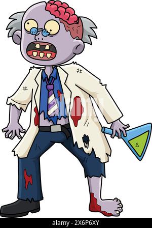Zombie Scientist Colored Cartoon Illustration Stock Vector Image & Art ...