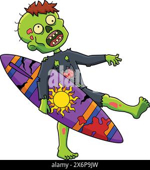 Zombie Surfer Colored Cartoon Illustration Stock Vector Image & Art - Alamy