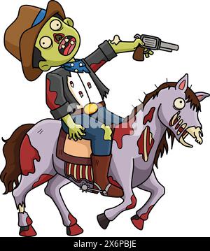 Zombie Cowboy Colored Cartoon Illustration Stock Vector Image & Art - Alamy