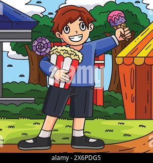 Circus Boy Holding Treats Cartoon Colored Clipart Stock Vector Image ...