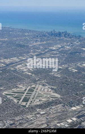 Aerial view of Chicago Midway Airport with Southwest Airline jets at ...