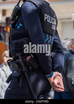 Formation of Spanish police squads with the emblem of the "Local Police ...