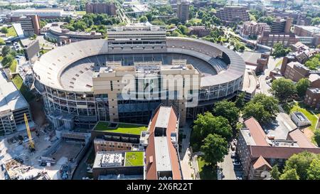 An aerial view of Neyland Stadium reveals a massive, iconic structure ...