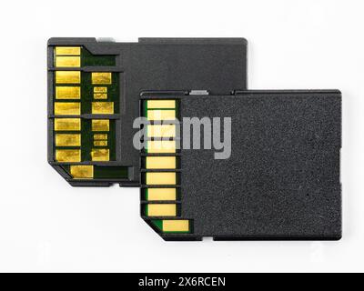 Macro shot of new type of UHS SD card and old obsolete slow version ...