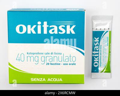 Zurich, Switzerland - May 16, 2024: Okitask is a fast-dissolving pain ...