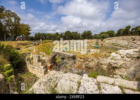 The Roman Amphitheatre at the Archaeological Park of Neapolis, Siracusa ...