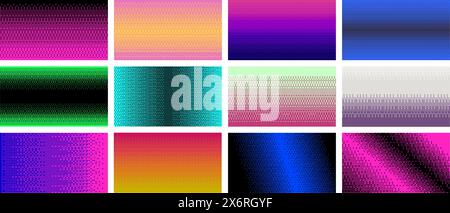 Dithering pixel art pattern backgrounds. Retro bitmap gradients, pixelated color transitions and ...