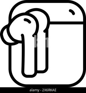 Wireless earbuds in charging case icon. Outline sign for web design ...
