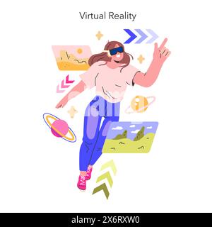 Virtual Reality experience An enthusiast explores digital landscapes ...