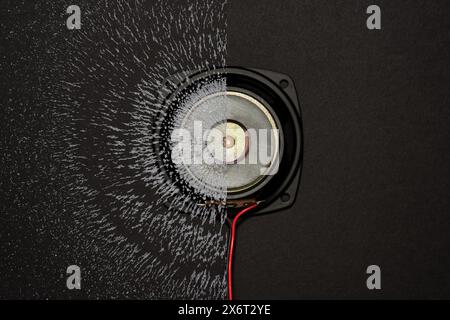 Magnetic fields around a loudspeaker used with electricity to generate ...
