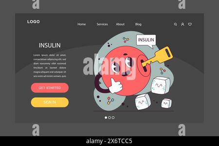 Endocrine system organ and disease night or dark mode web banner or ...
