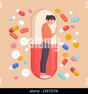 Woman suffering from prescription drugs addiction, she is trapped ...