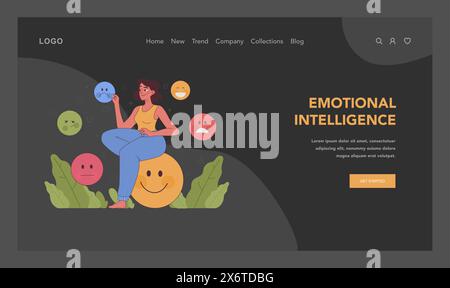 Emotional intelligence concept. Woman balances different emotions ...