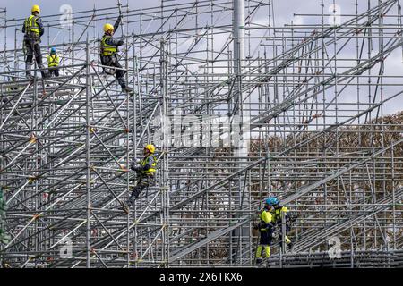 Paris, France, Construction Site, Workers, Working on Electrical Wire ...