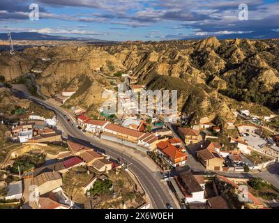 cave houses in the town of Purullena, Guadix region, Granada Geopark ...